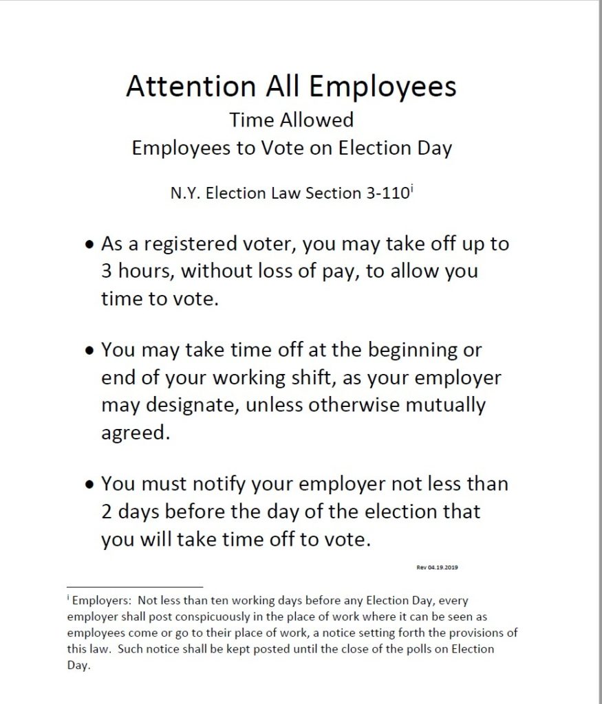 Keep the NYS-Mandated Paid Voting Leave Poster Up Year-Round in ...